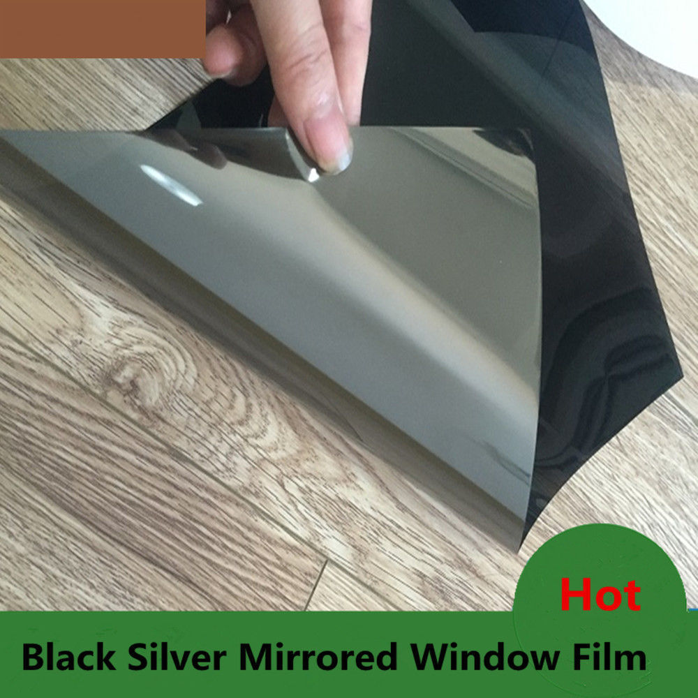0.5x3m Black&Silver Reflective Window Film One Way... – Grandado