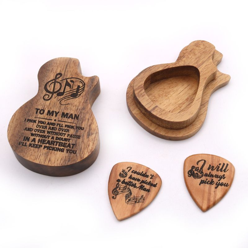 3 Pcs/set Handmade Wooden Guitar Pick Box and Pick... – Grandado