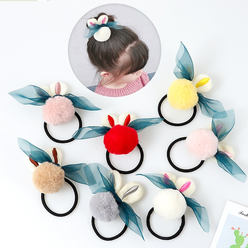 Cute Plush rabbit ears hair ring female rubber ban... – Vicedeal
