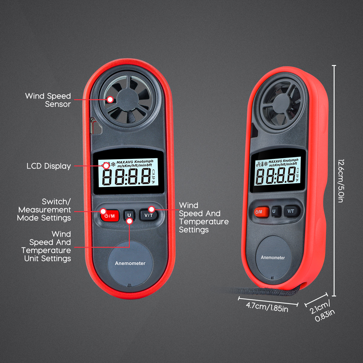 LUTIFIX WT816A Mini Digital Anemometer Handheld An... – Grandado
