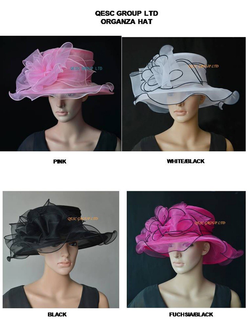 White black organza hats church hat Formal dress f... – Vicedeal