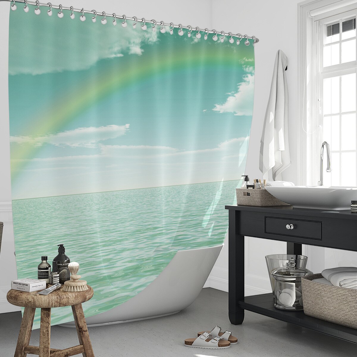 Style Rainbow Sea Surface Dacron Bathroom Waterpro... – Vicedeal