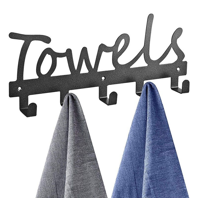 Handdoekenrek 5 Haken, Badjas Haak, Muur Gemonteer... – Grandado