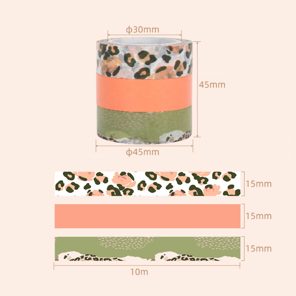 Leopard Washi Tape Set of 3 Rolls 15MM Width Paper... – Grandado
