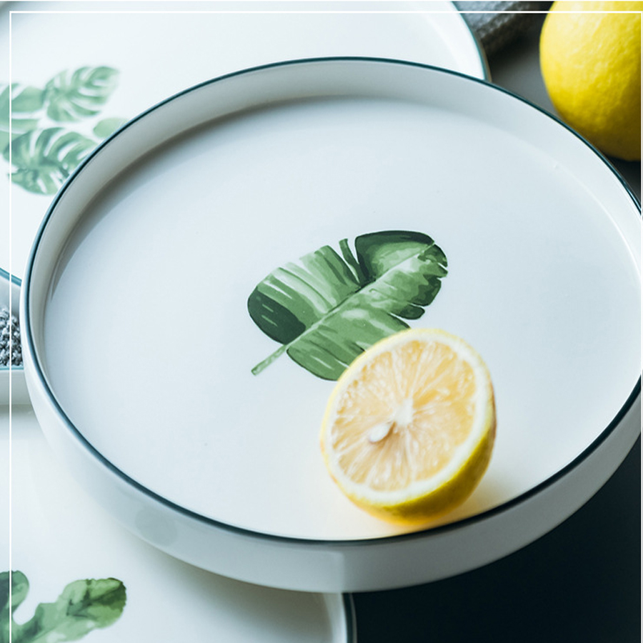 European Style Marble Plates Ceramic Dinner Set le... – Vicedeal