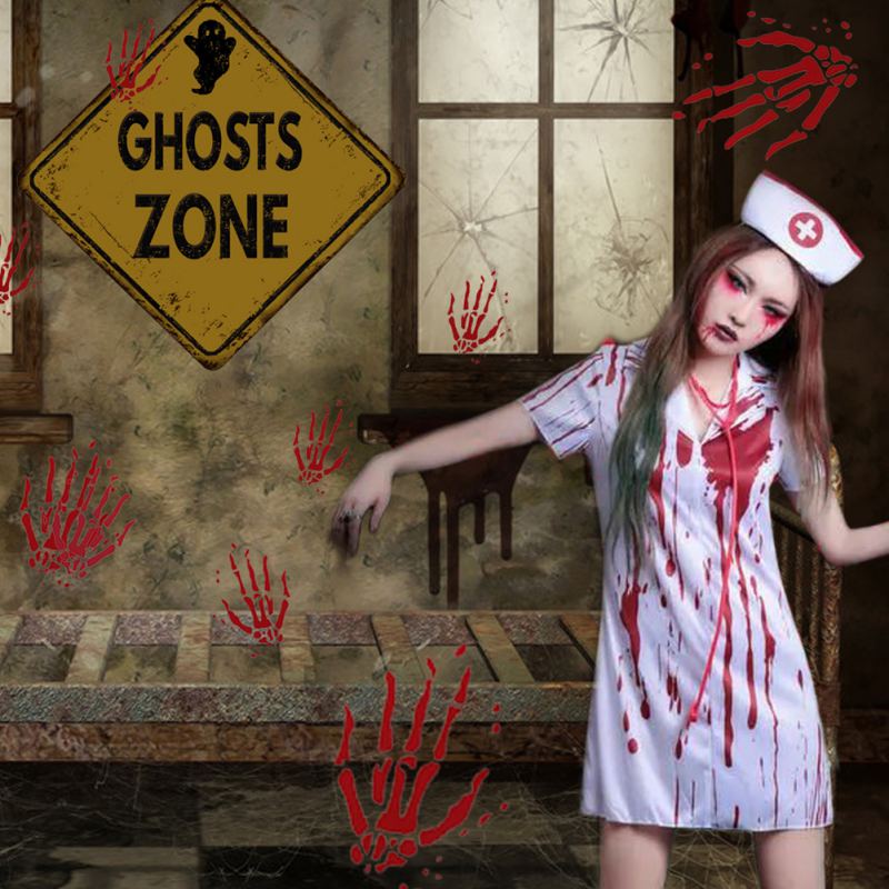 Halloween Bloody Restroom Sign Warning Stickers Ha... – Grandado