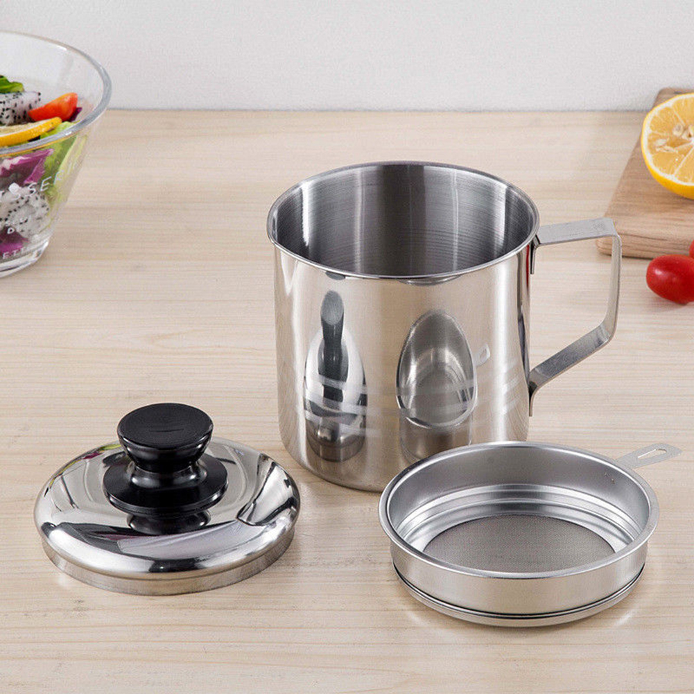 1.2L Stainless Steel Oil Strainer Pot Durable Easy... – Grandado