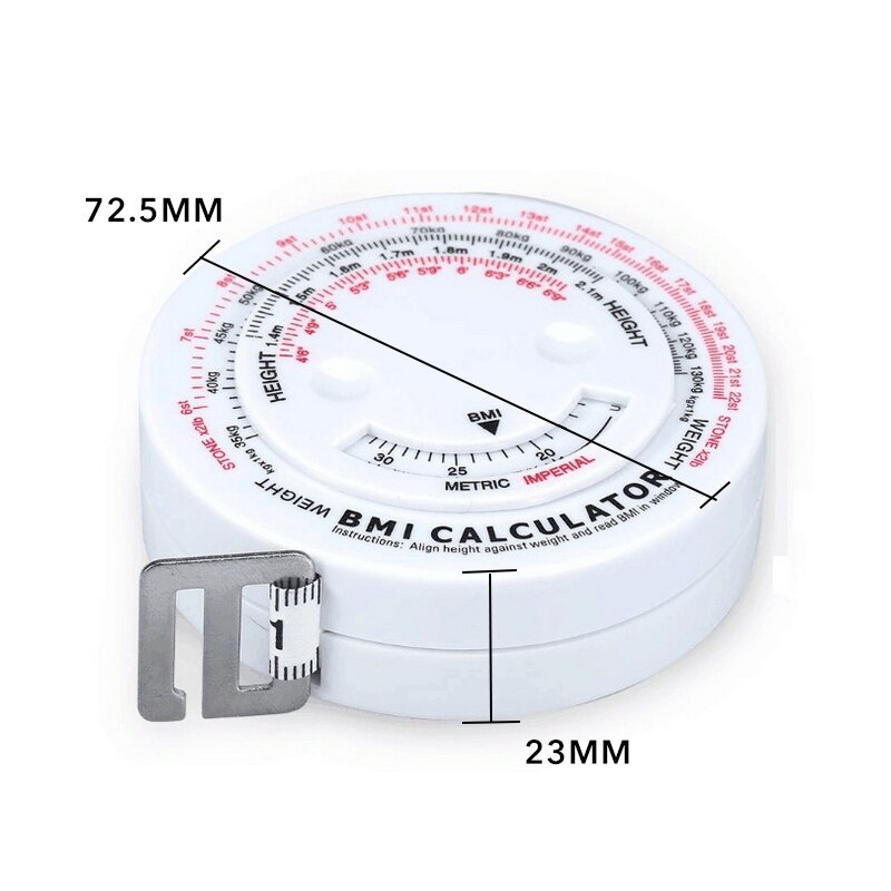 1PC BMI Body Retractable Tape Measure & Calculator... – Vicedeal