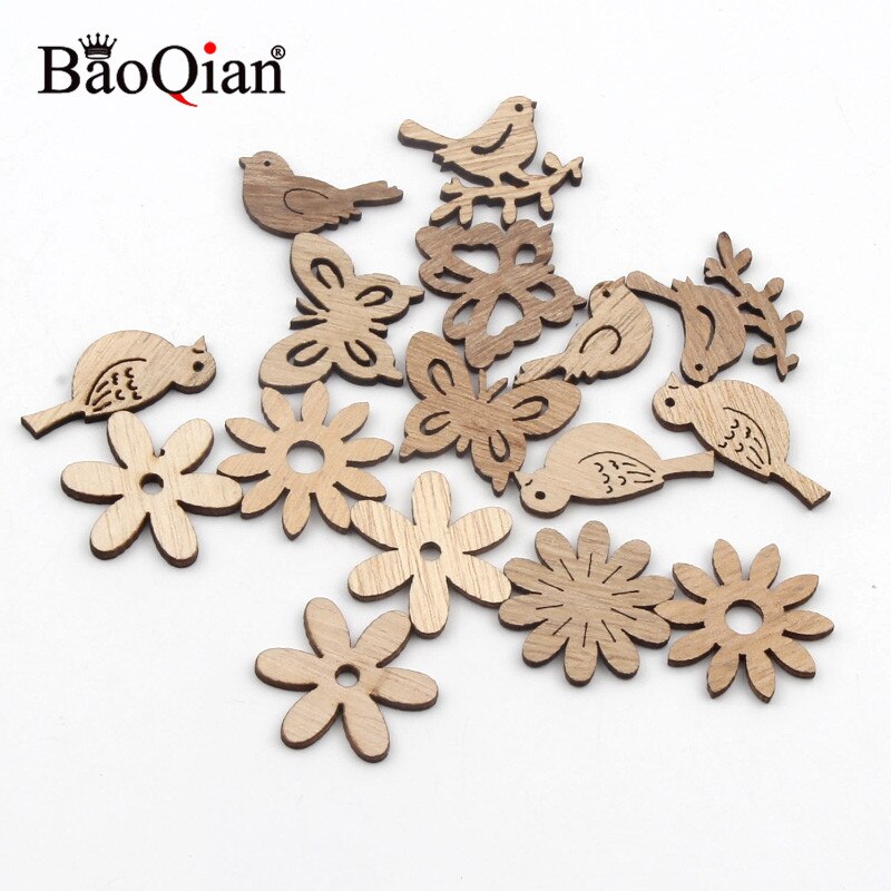 20pcs Natural Mix Animals Shape Wooden Craft Home ... – Grandado