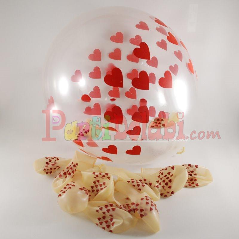 12 PCs Heart Printed Transparent Big Balloon With ... – Grandado