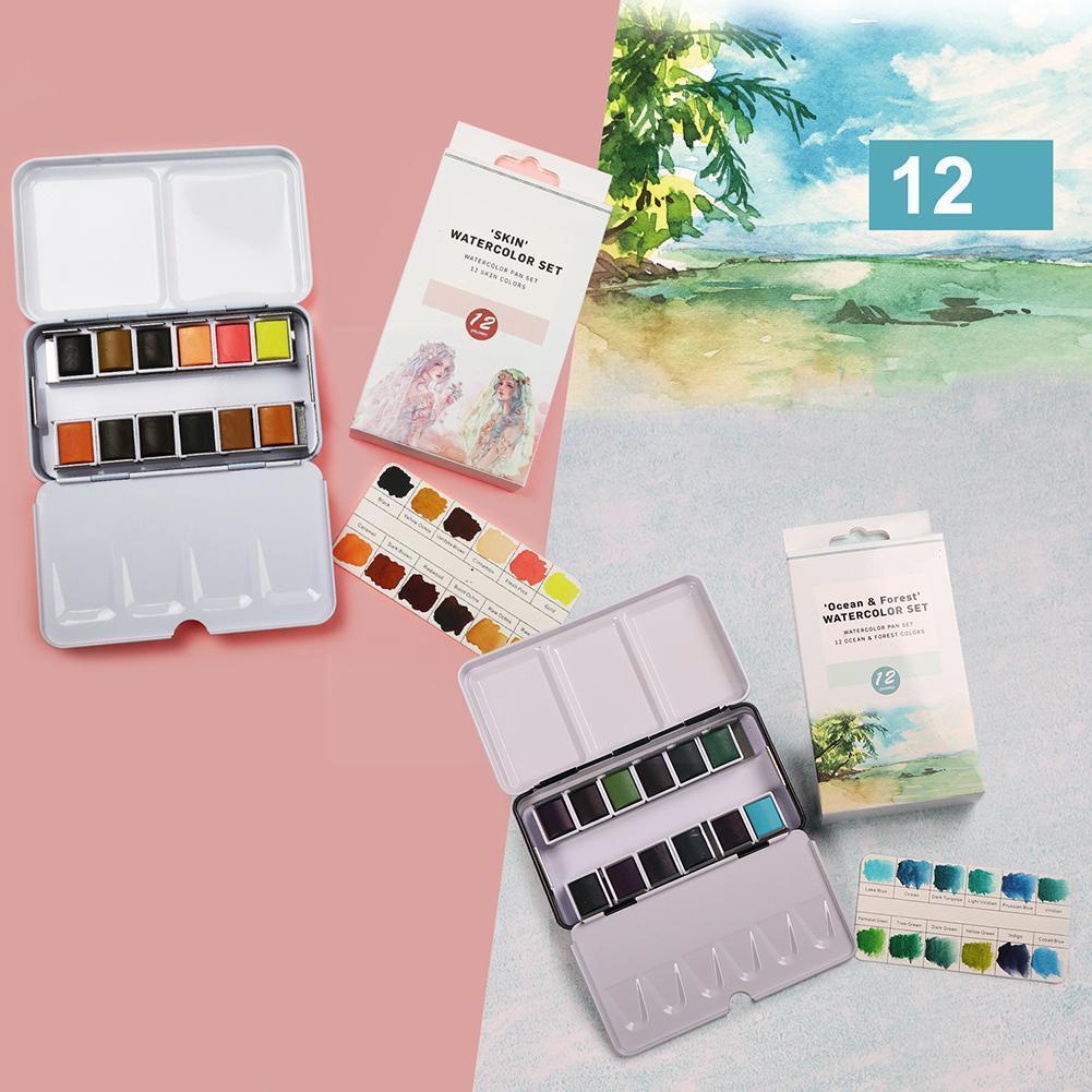 12 Colors/set Watercolor Paint With Tin Box Art St... – Grandado