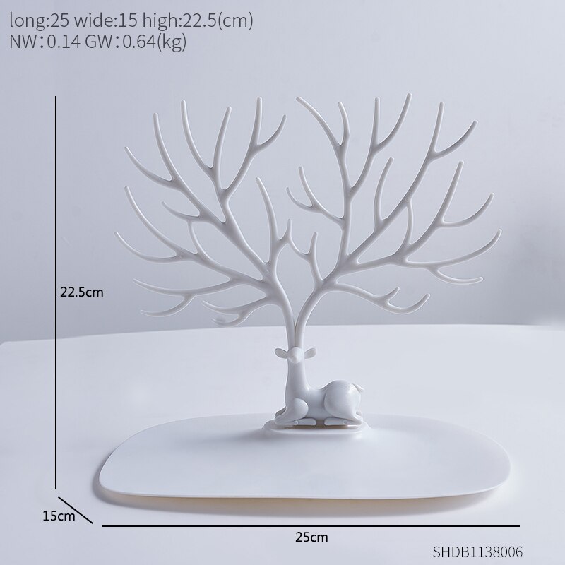 Nordisk hjort sort hvid øreringe halskæde ring ved... – Grandado