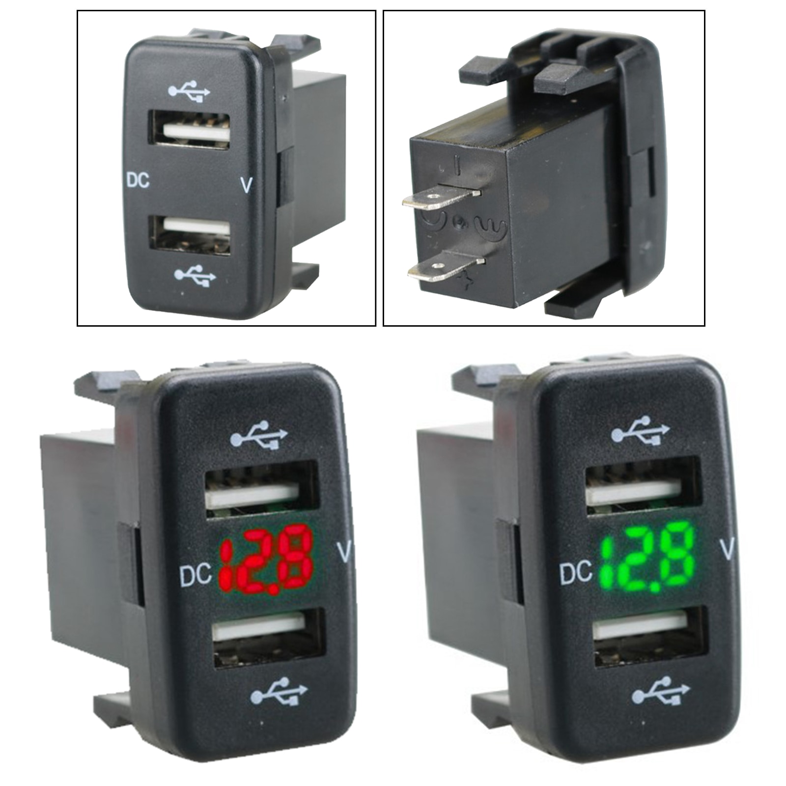 Dual USB Car Charger Socket, Voltmeter USB Power O... – Vicedeal