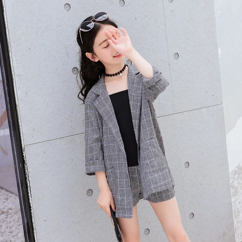 3PCS Kids Girls Suits Blazer Jacket+Vest+Shorts Ou... – Vicedeal