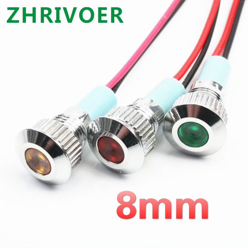 1pcs 8mm 6V 12V 24V 220v Flat head LED Metal Indic... – Vicedeal