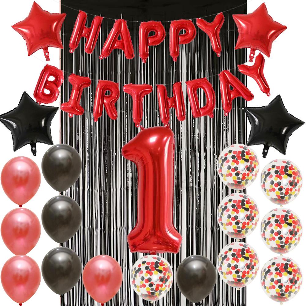 30 ''Nummer 1 2 3 Rode Ballonnen Zwart Rood Latex ... – Vicedeal
