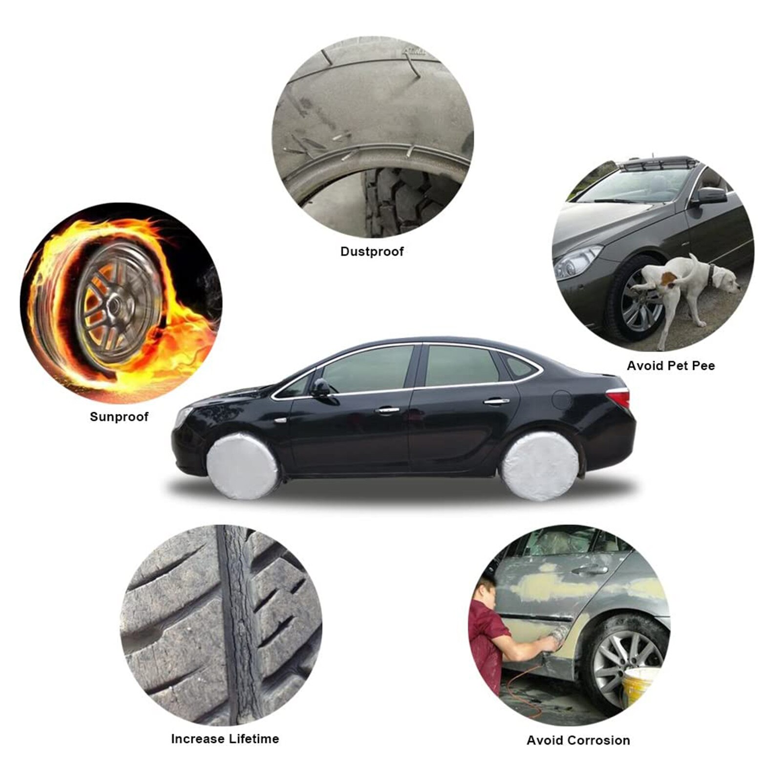 4 Stuks Universele Auto Wiel Cover Band Waterdicht... – Grandado