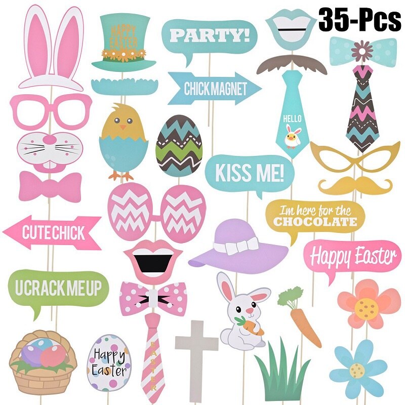 Easter Photo Booth Props Egg Rabbit Mask Glasses P... – Vicedeal