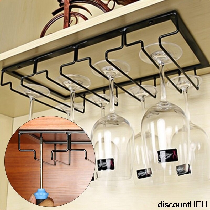 Høj jern vinglas holder ret vinkel hængende på hov... – Grandado