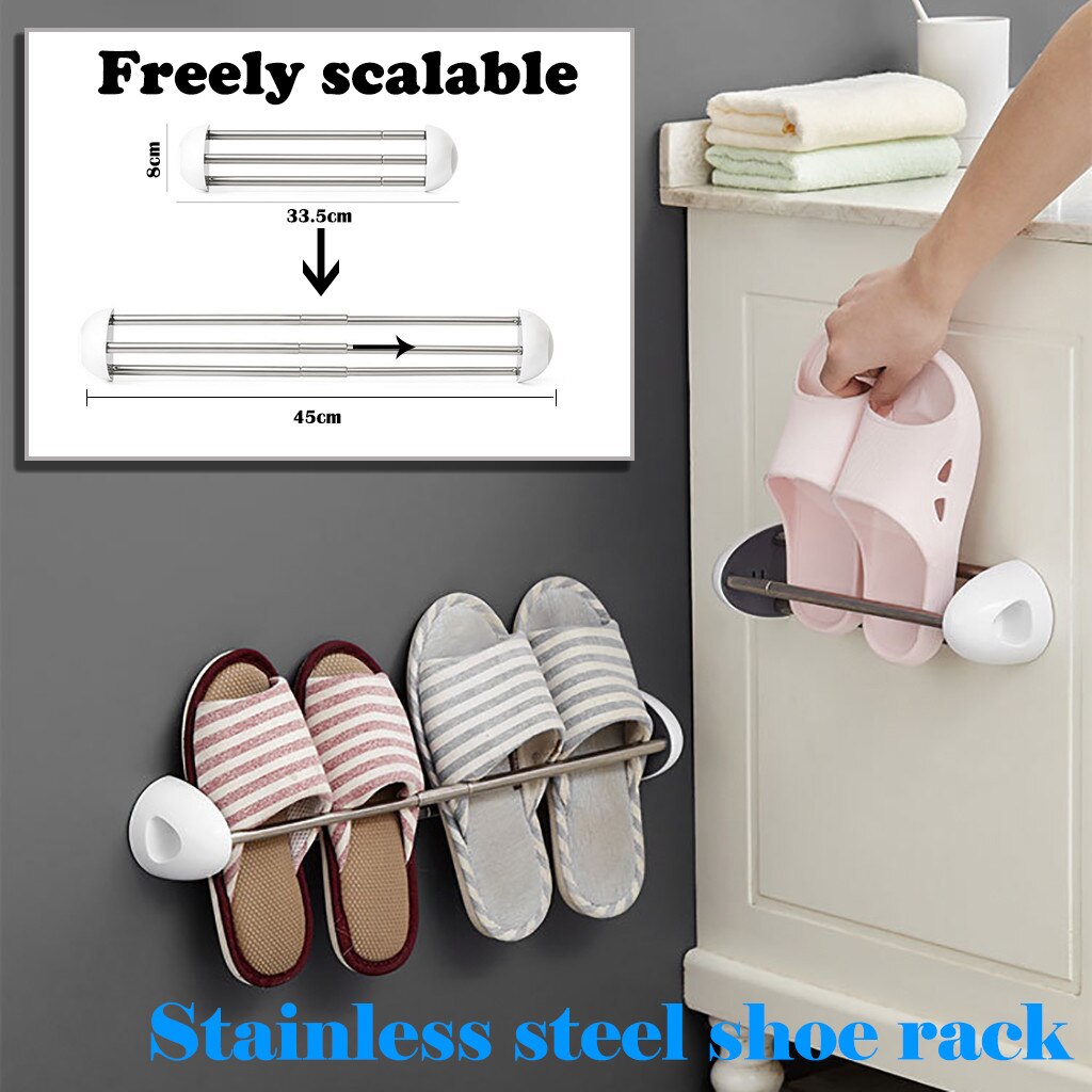 Retractable Slipper Shelf Free Punch Towel Rack St... – Grandado