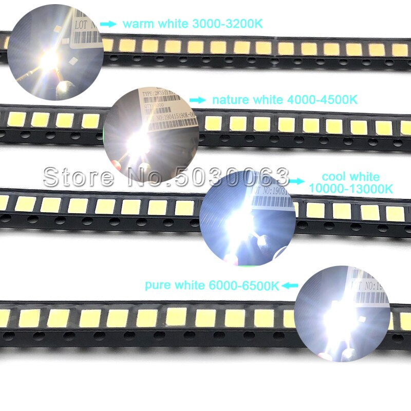 200 stks/partij (4 Kleuren x 50 pcs) 2835 SMD LED ... – Grandado