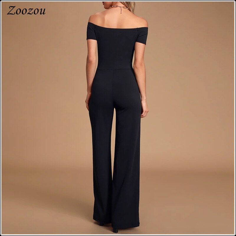 Summer Casual Black Off Shoulder Jumpsuits Sexy Sl... – Grandado