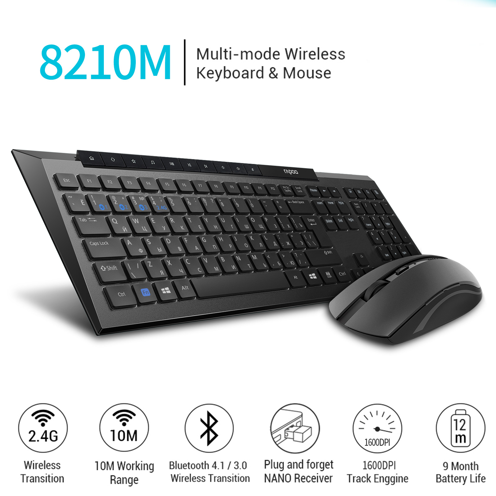 Rapoo 8210M Multiple Mode Wireless Keyboard and Mo... – Grandado