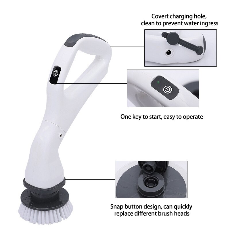Electric Spin Scrubber-Cordless Floor Scrubber wit... – Grandado