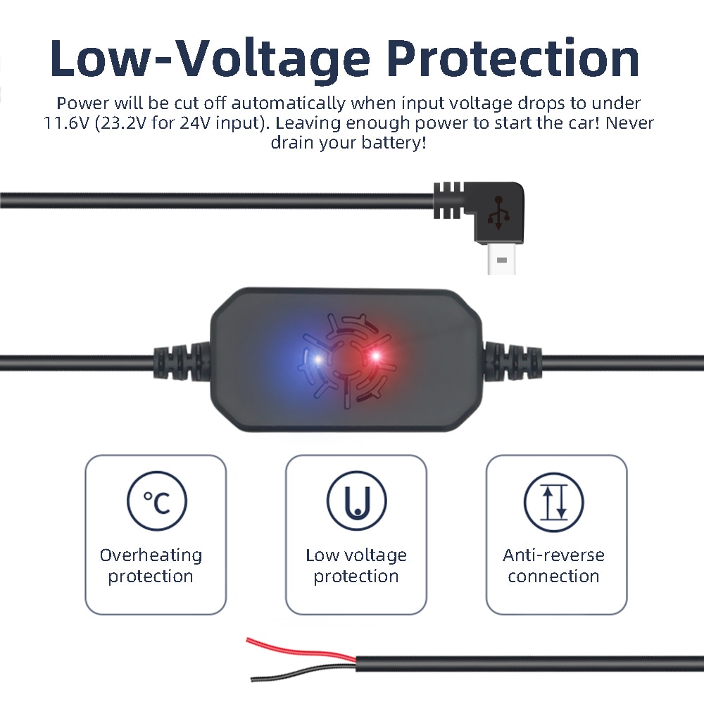 AZDOME 12/24V à 5V Mini Kit de câblage USB DVR câb... – Grandado
