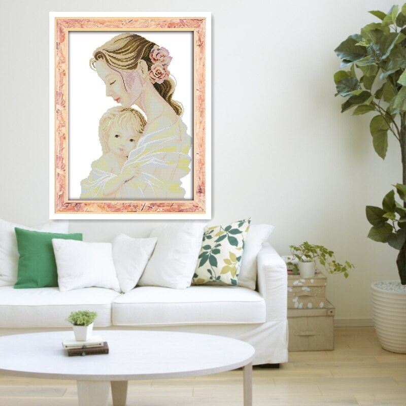 Mother's Tender Arms Cross Stitch DMC 11CT Printed... – Grandado