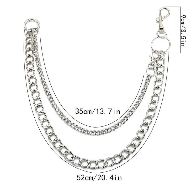 2 Layer Metal Silver Color Belt Chain Rock Punk St... – Vicedeal