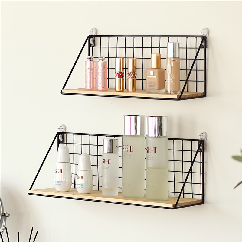 Home Office Wall Shelf Rack Iron Wooden Shelf for ... – Grandado
