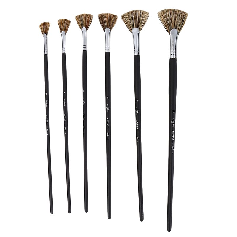 6 Pcs Offer Wild Boar Bristle Brush Pen Set Fan Sh... – Grandado