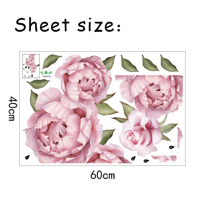 Peony Rose Flowers Wall Sticker Art Nursery Decals... – Grandado