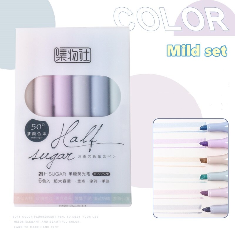 6pcs Half Sugar Highlighter Pens Set Mild & Re... – Vicedeal