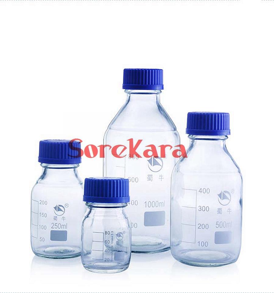 Bouteille de réactif ronde graduée en verre de 100... – Grandado