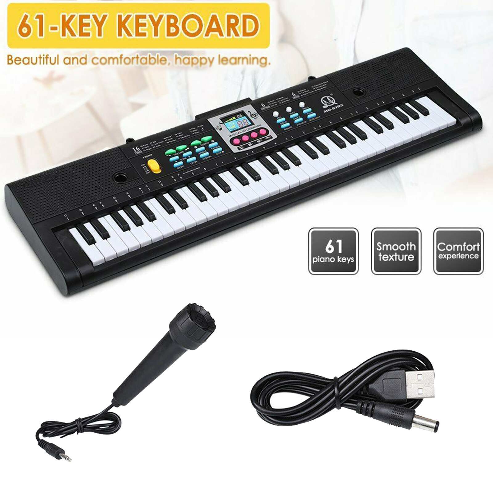 Keyboard Piano 61-Key Digital Piano Organ with Mic... – Grandado