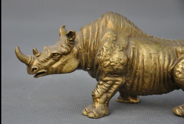6" China brass Feng Shui Wild Rhino Rhinocero... – Grandado