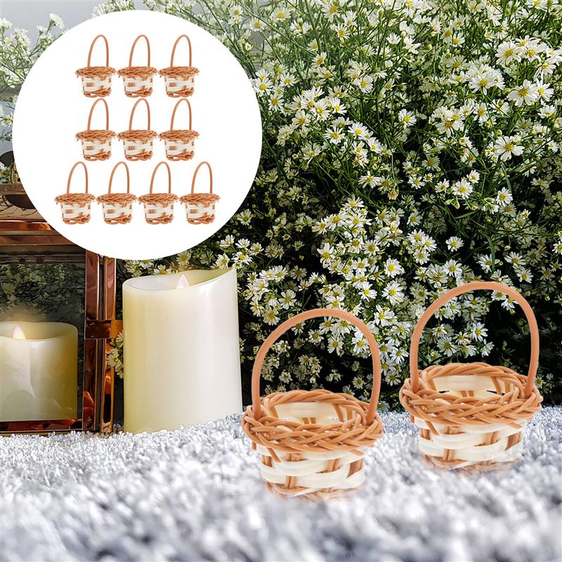 10Pcs Mini Baskets Rattan Woven Baskets Home Decor... – Grandado