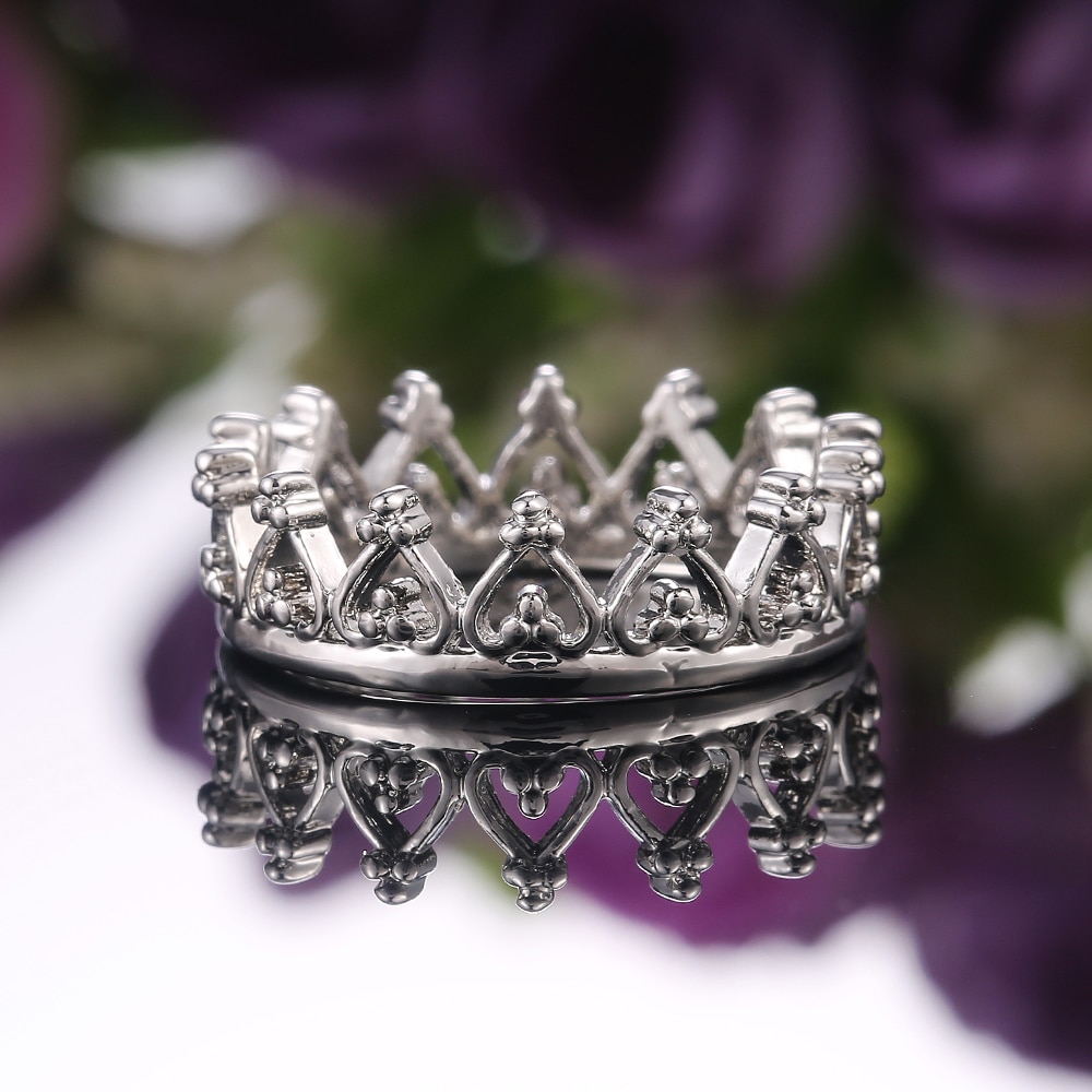 Huitan Simple & Classic Crown Women Rings 4 Metal ... – Grandado