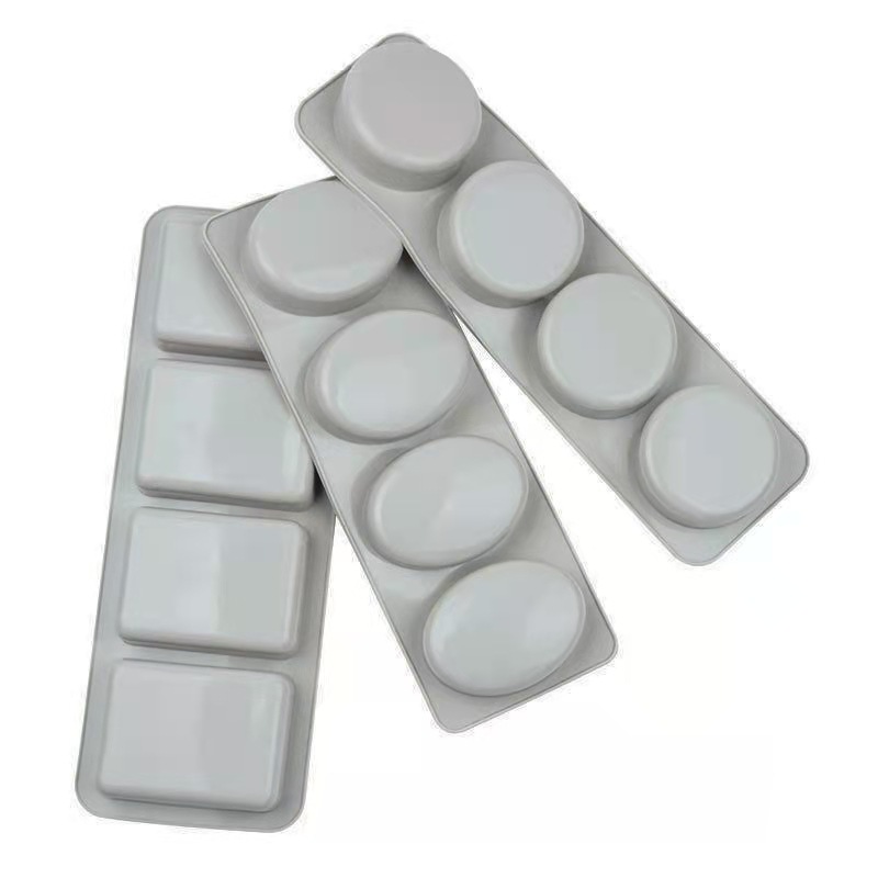 4 Grids 3D Ronde Ovale Vorm Handgemaakte Zeep Sili... – Grandado