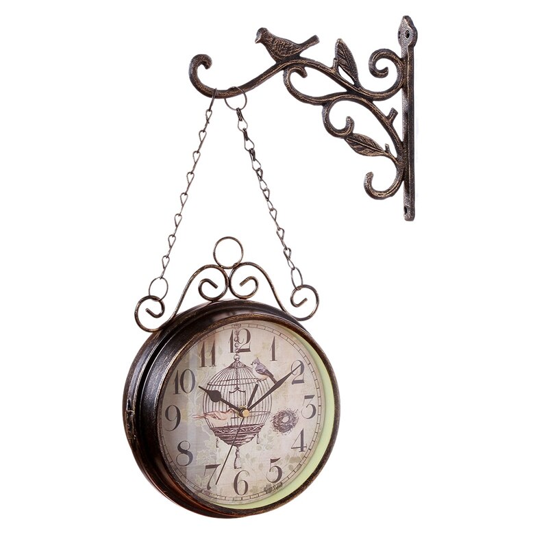 Antique Outdoor Garden Wall Station Clock Double S... – Vicedeal