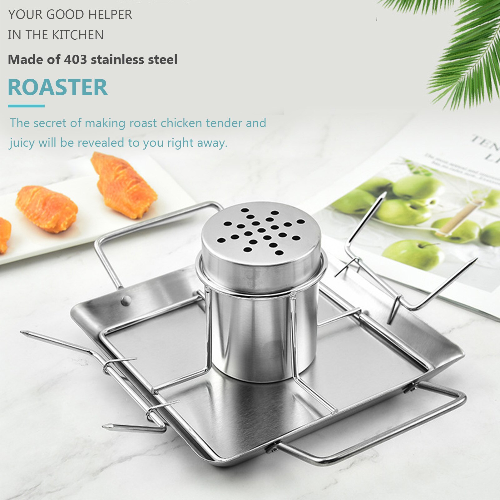 Chicken Roaster Rack Stainless Steel Grilled Chick... – Grandado