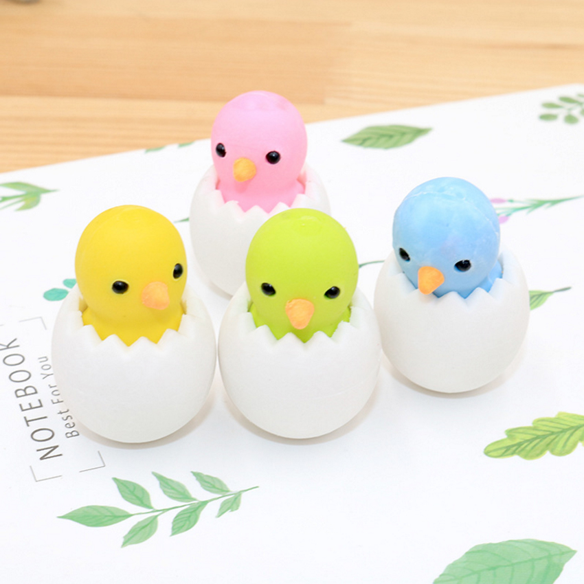 36pcs/lot Cute Cartoon Eggshell chicken Erasers fo... – Vicedeal