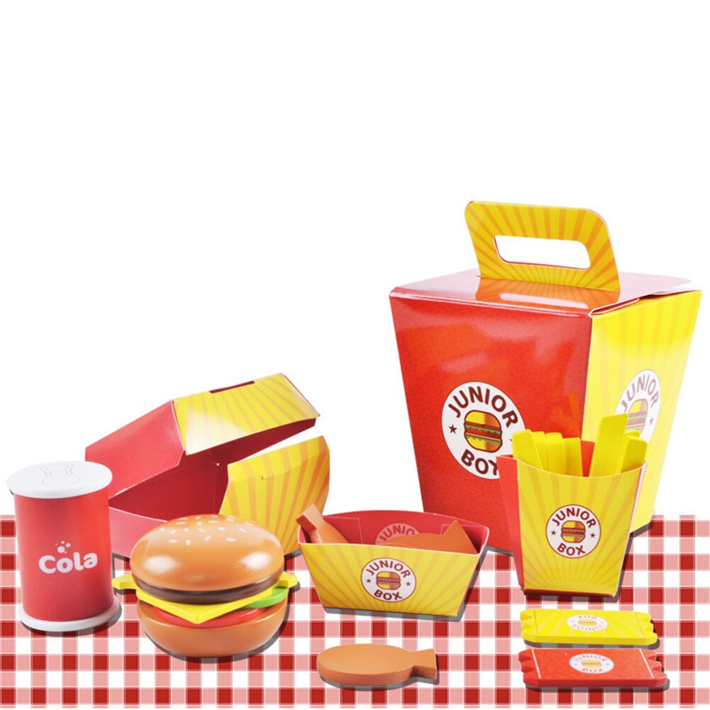 Simulation Wooden Hamburger Fries Fast Food Mdeol ... – Grandado