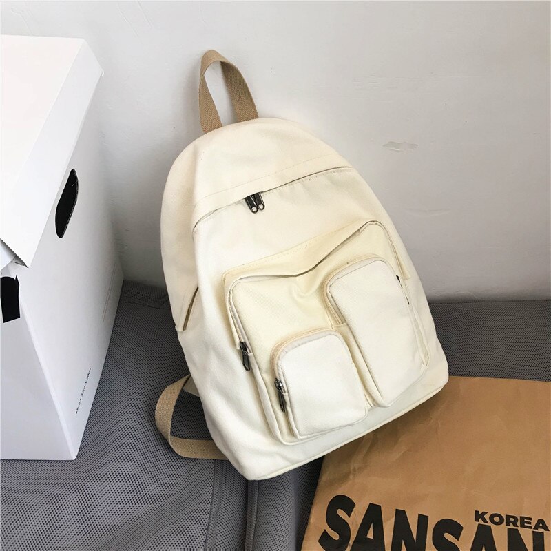 Effen Kleur Canvas Rugzakken Voor Vrouwen Mode Vro... – Grandado