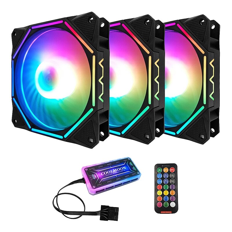 Coolmoon Rgb Computer Case Fan 12Cm Silent Polygon... – Grandado