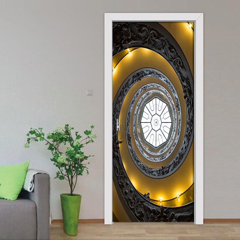 Spiral Depth Visual Sense Building Door Stickers S... – Grandado