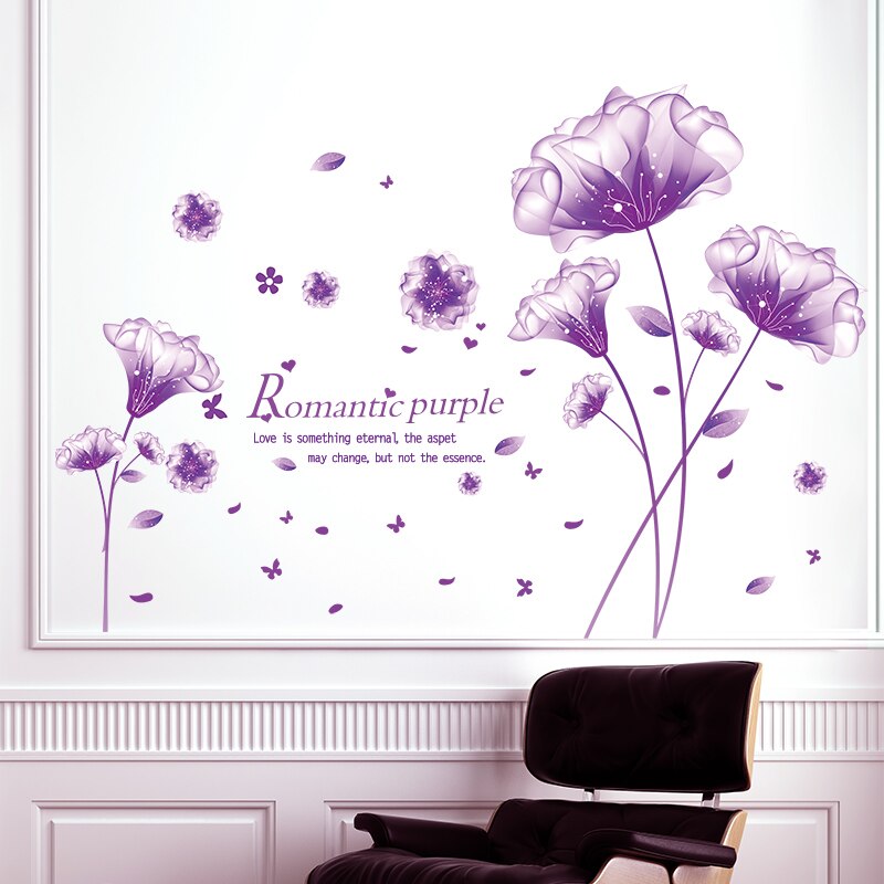 Purple Color Flower Wall Sticker DIY Plant Wall De... – Grandado