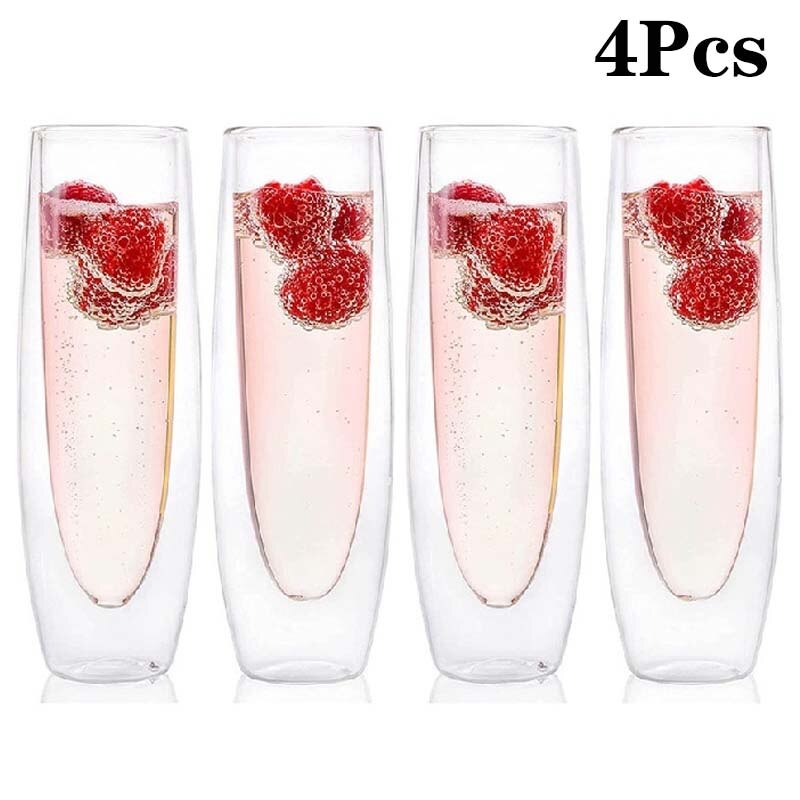 6/4/2Pcs 150Ml Champagne Glasses Double Wall Coffe... – Vicedeal